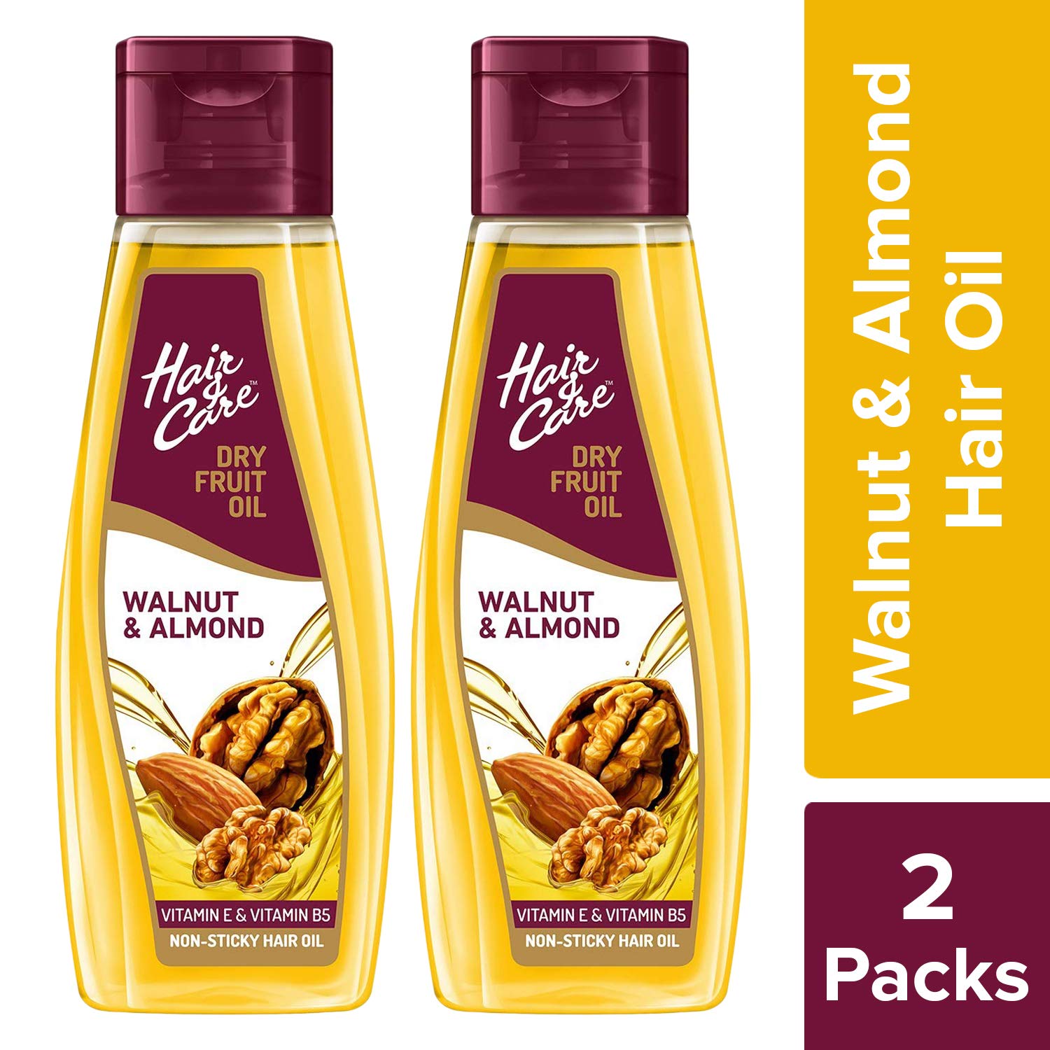 Hair & Care Walnut & Almond,Non-Sticky Hair Oil, 500 ml (Pack of 2 ...